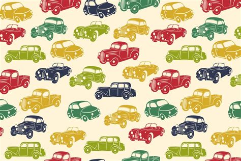Retro Car Pattern Print A Wallpaper