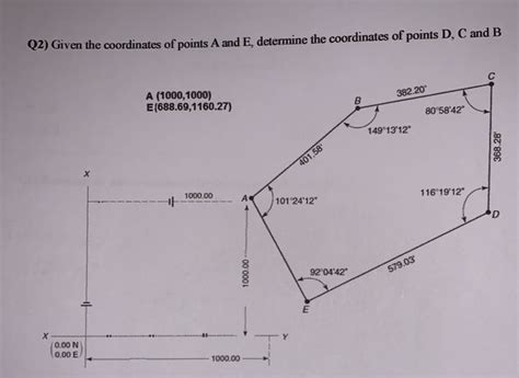 solved q2 given the coordinates of points a and e