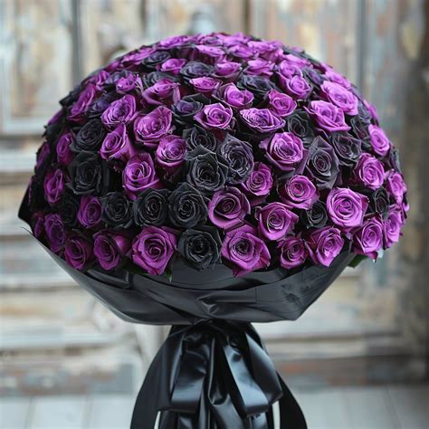 Preserved Purple And Black Roses Flower Bouquet Preserved Roses At