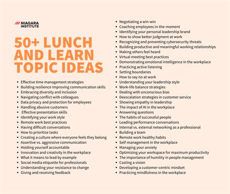 50 Stealworthy Lunch And Learn Topics And Ideas