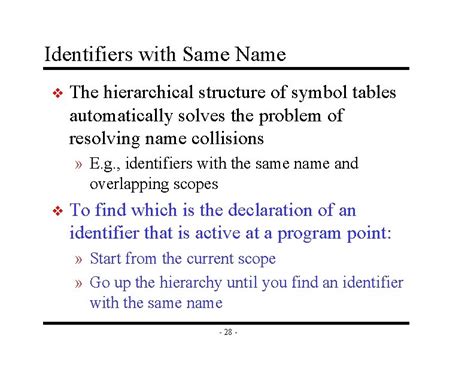 Semantic Analysis I Syntax Directed Definition Symbol Tables