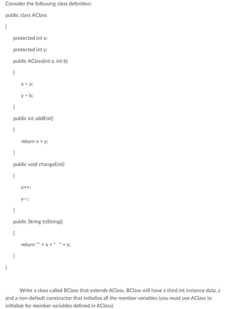 Solved Consider The Following Class Definition Public Class