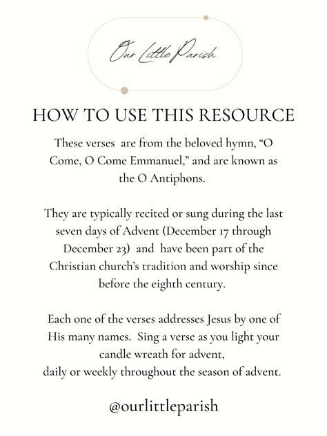 O Antiphons Advent Poster Instant Download Printable O Come O Come