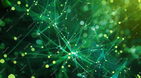 Glowing Green Neural Network Futuristic Technology Background Artificial Intelligence Concept