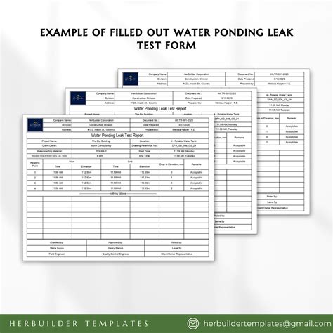 Water Ponding Leak Test Form Leak Test Form Water Tank Leak Test