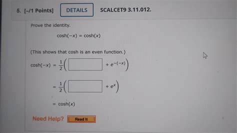 Solved Prove The Identity Cosh −x Cosh X This Shows That