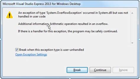 Vs 2013 Getting Overflow And Out Of Range Exceptions When