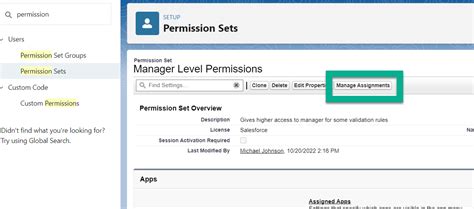 Salesforce Permission Sets Manage Assignments