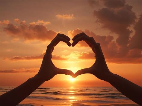 Premium Ai Image Hands Creating A Heart Shape In The Sunset