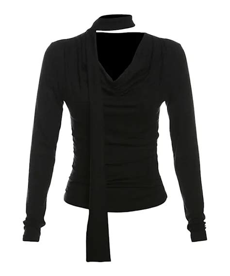 브라세트 루비 초커 스카프 머플러 셔링 브이넥 코튼 티 에이블리