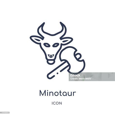 그리스 개요 컬렉션에서 선형 Min오타 우르 아이콘입니다 얇은 라인 미노 타 Ur 아이콘 흰색 배경에 고립입니다 미노 타 우르 트 렌 디 일러스트레이션 고대의에 대한 스톡