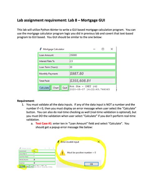 Solved Lab Assignment Requirement Lab Mortgage GUI This Chegg
