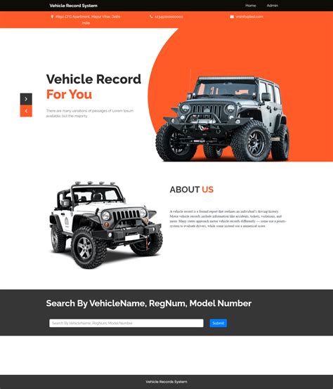 Vehicle Record Managment System Project Using Php And Mysql Phpgurukul