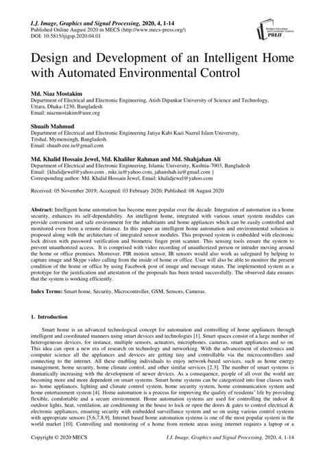 PDF Design And Development Of An Intelligent Home With Automated Environmental Control