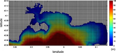 computational grid of the domain and model bathymetry data download