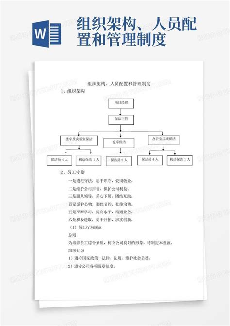 组织架构、人员配置和管理制度word模板下载编号qmrmyjxo熊猫办公