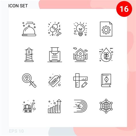 Pack Of 16 Creative Outlines Of House Beach Business File Control Editable Vector Design