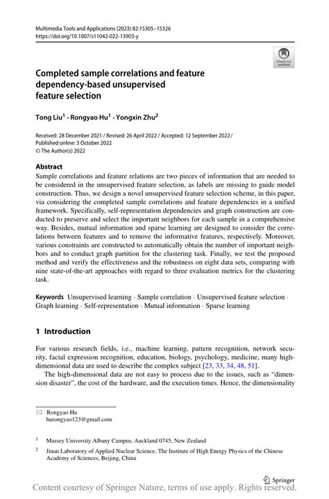pdf completed sample correlations and feature dependency based
