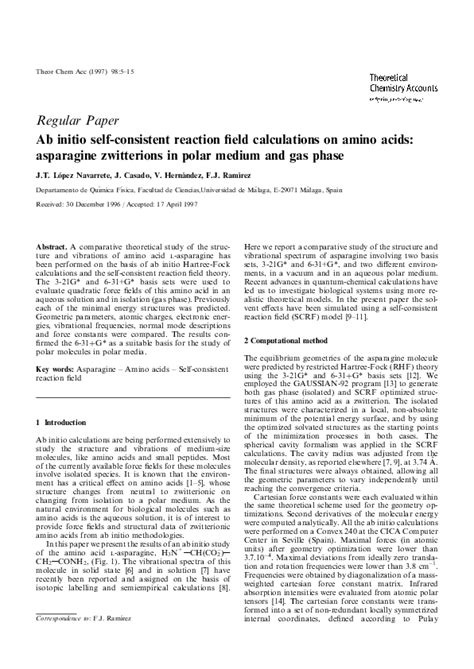 Pdf Ab Initio Self Consistent Reaction Field Calculations On Amino