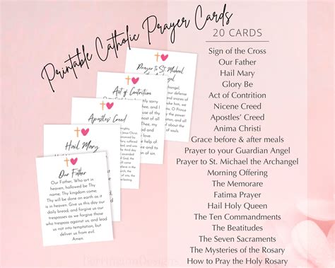 Learn Catholic Prayers Printable Prayer Cards Flashcards For Catechism