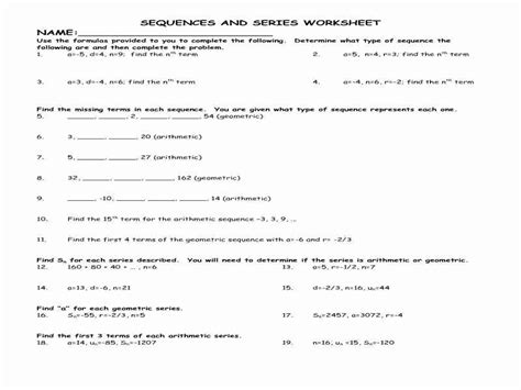 50 Arithmetic Sequences Worksheet Answers Chessmuseum Template Library