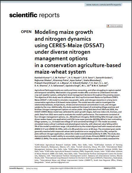Modeling Maize Growth And Nitrogen Dynamics Using Ceres Maize Dssat Under Diverse Nitrogen