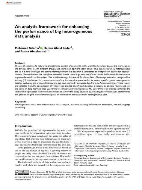 Pdf An Analytic Framework For Enhancing The Performance Of Big Heterogeneous Data Analysis