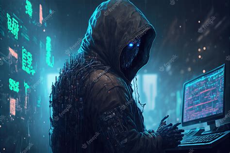 Premium Ai Image Wallpaper Portrait Character Hacker Hooded Man Technology Sci