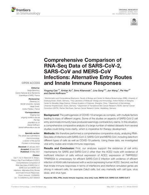 Pdf Comprehensive Comparison Of Rna Seq Data Of Sars Cov 2 Sars Cov