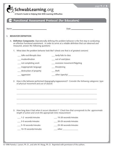 Functional Behavior Assessment Forms Thenewpe