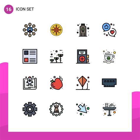 16 Thematic Vector Flat Color Filled Lines And Editable Symbols Of