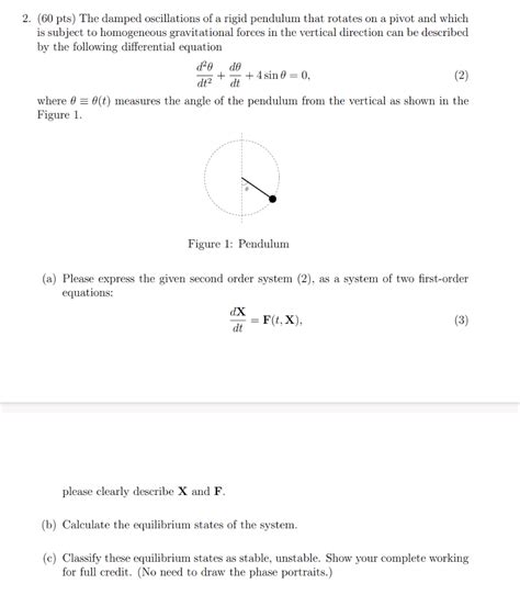 60 Pts The Damped Oscillations Of A Rigid Pendulum