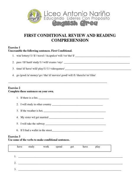 First Conditional Review And Reading Comprehension Pdf Luck Linguistics