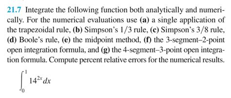 solved integrate the following function both analytically