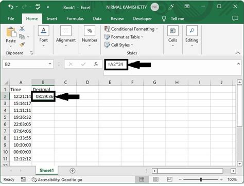 excel 如何把时、分、秒转换为小数时间 极客教程
