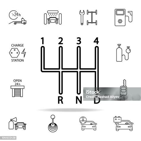 수동 전송 아이콘입니다 자동차 서비스 및 수리 부품 아이콘 유니버설 세트 웹 및 모바일에 대 한 교통수단에 대한 스톡 벡터 아트