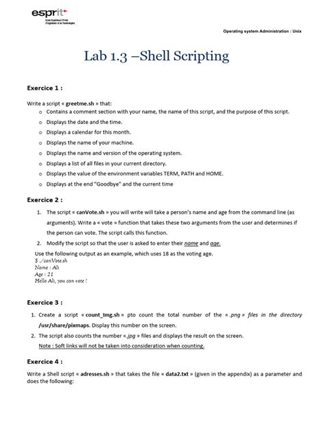 Unix Shell Scripting Exercises Guide Pdf