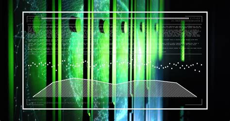 image of data processing and digital interface over server room stock