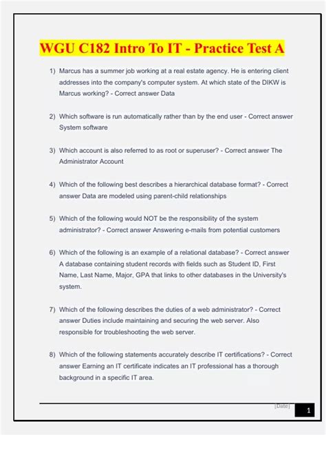 WGU C182 Intro To IT Practice Test A WGU C182 Stuvia US