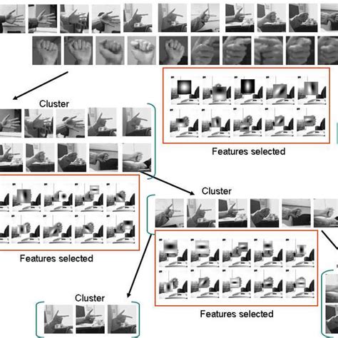 portion of the classifier tree with features selected as each level