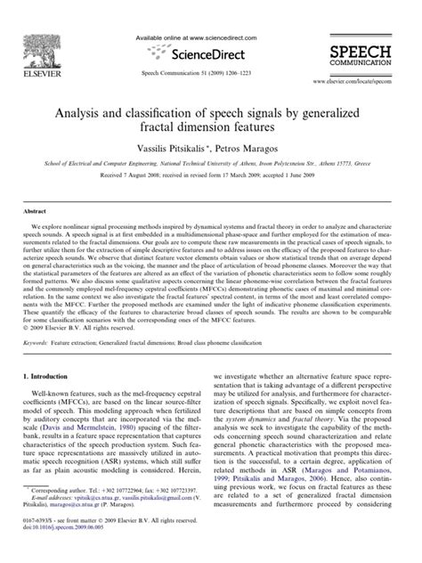 Analysis And Classification Of Speech Signals By Generalized Fractal Dimension Features Pdf