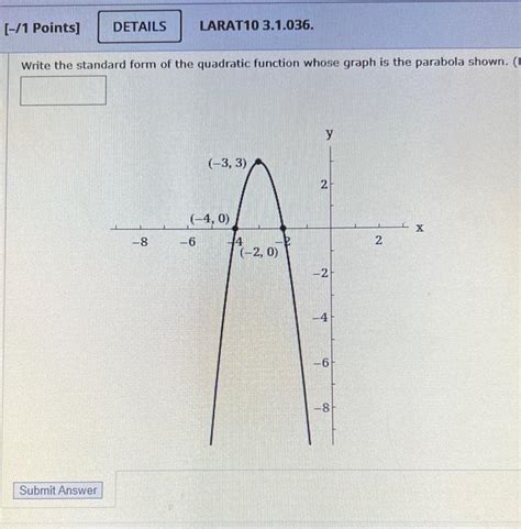 Solved Write The Standard Form Of The Quadratic Function