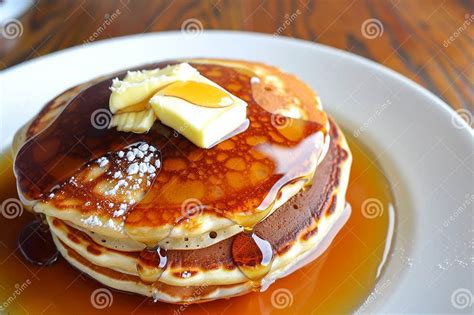 Stacking Pancakes Syrup And Butter Ready To Serve Stock Image Image Of Breakfast Pancakes