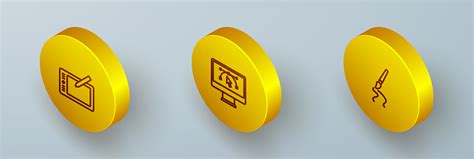 아이소메트릭 라인 그래픽 태블릿 디자인 프로그램이 있는 컴퓨터 및 페인트 브러시 아이콘을 설정합니다 벡터 3차원 형태에 대한 스톡 벡터 아트 및 기타 이미지 Istock