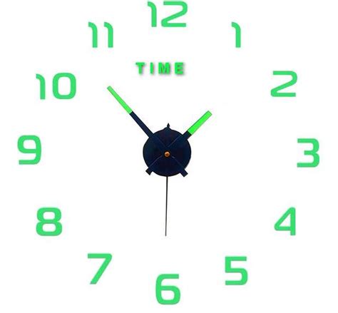 Настінний годинник світний у темряві з цифрами салатовий Diy зроби сам 90 см — ціна 386 грн у