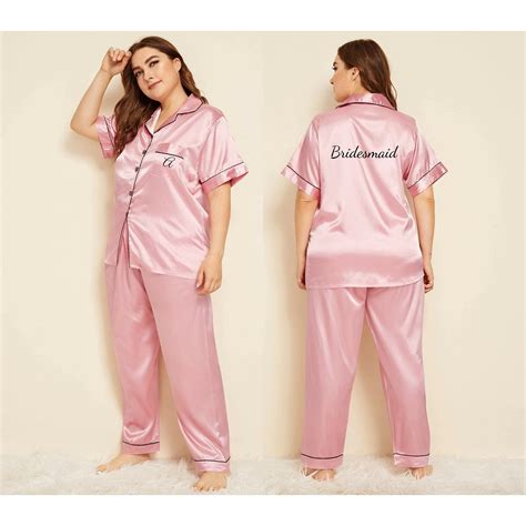 Plus Size Pajamas Silk Pajamas Bridesmaid Pajamas Personalized