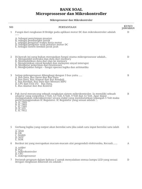 soal mikroprosesor mikrokontroler arduino pdf