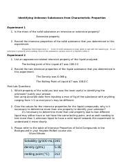 LAB 3Identifying Unknown Substances From Characteristic Properties Docx Identifying Unknown
