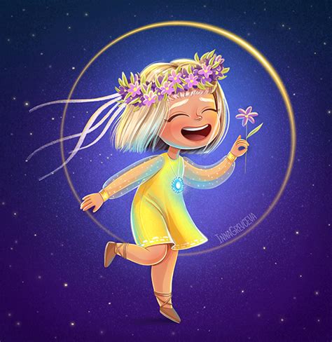 Иллюстрация Веселая девочка в стиле 2d, детский, книжная графика