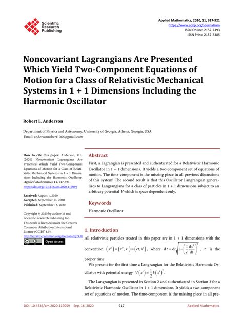 Pdf Noncovariant Lagrangians Are Presented Which Yield Two Component Equations Of Motion For A